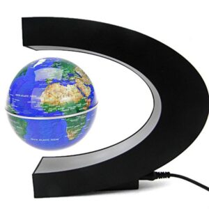 senders floating globe with led lights c shape magnetic levitation floating globe world map for desk decoration (dark blue)