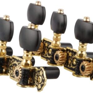 Mr.Power Guitar Tuners Machine Heads 3+3 Set Tuning Keys String Pegs for Classical Guitar (Short Black, Black Button)