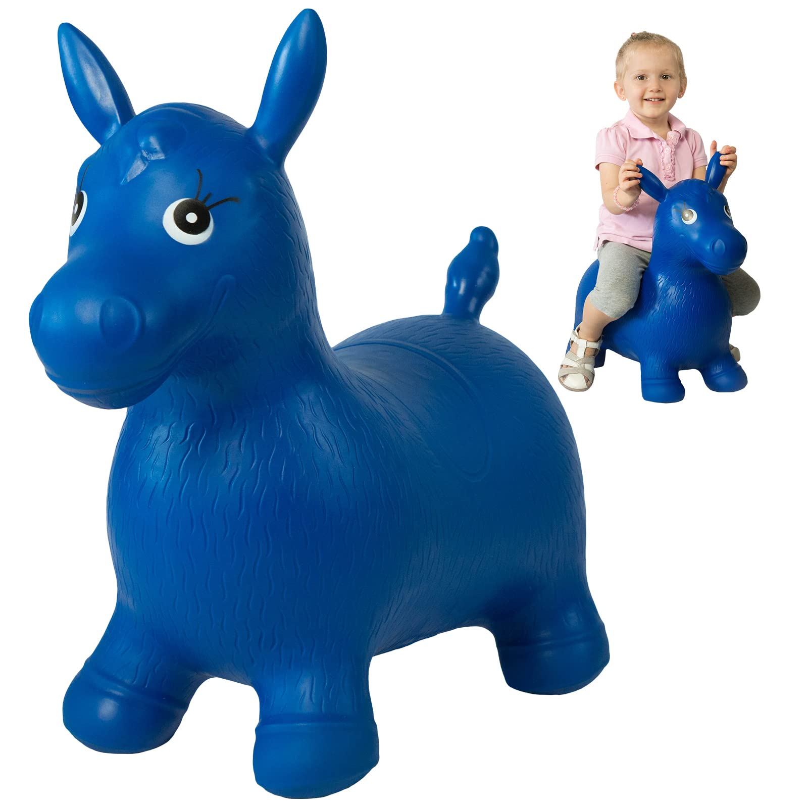 NDN LINE Bouncy Horse - Birthday Gift for 2 year old Hopper Horse Inflatable Jumping Animal with Pump (SINGLE)