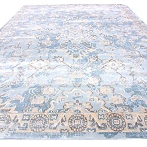 Unique Loom Paris Collection Pastel Tones Traditional Distressed Light Blue Area Rug (9' 0 x 12' 0)