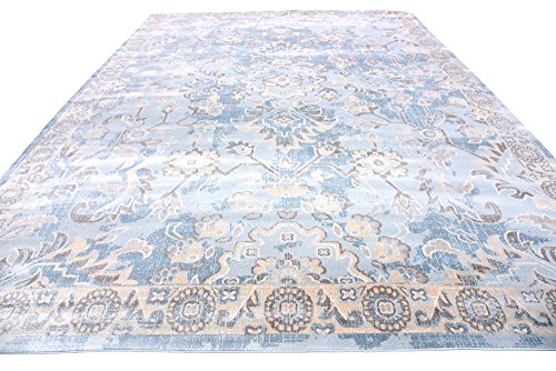 Unique Loom Paris Collection Pastel Tones Traditional Distressed Light Blue Area Rug (9' 0 x 12' 0)