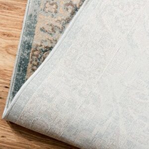 Unique Loom Paris Collection Pastel Tones Traditional Distressed Light Blue Area Rug (9' 0 x 12' 0)