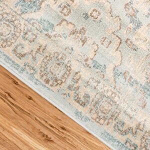 Unique Loom Paris Collection Pastel Tones Traditional Distressed Light Blue Area Rug (9' 0 x 12' 0)