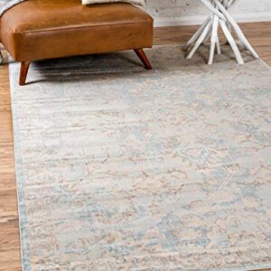 Unique Loom Paris Collection Pastel Tones Traditional Distressed Light Blue Area Rug (9' 0 x 12' 0)