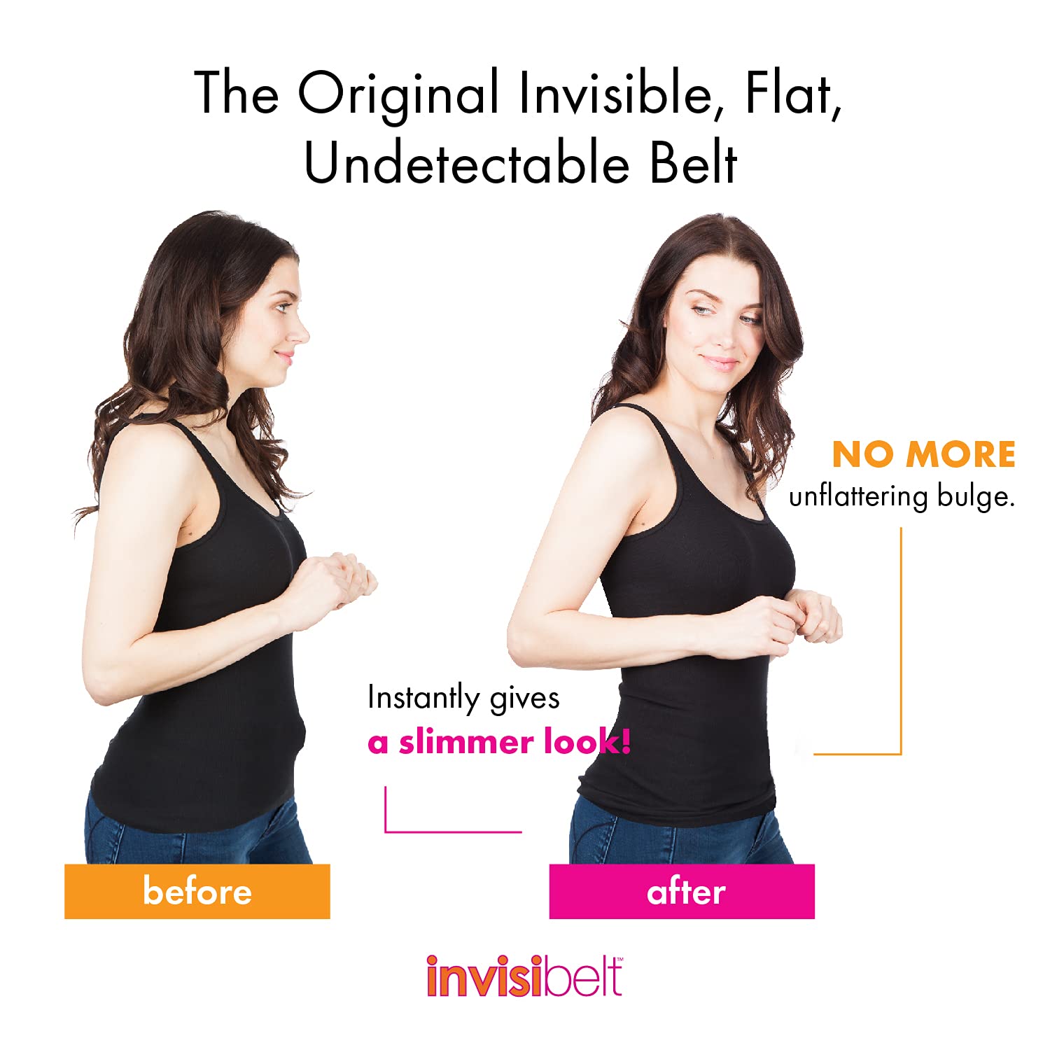 Invisibelt No Show Women’s Stretch Belt, Adjustable Flat Belt, One Size (Denim)