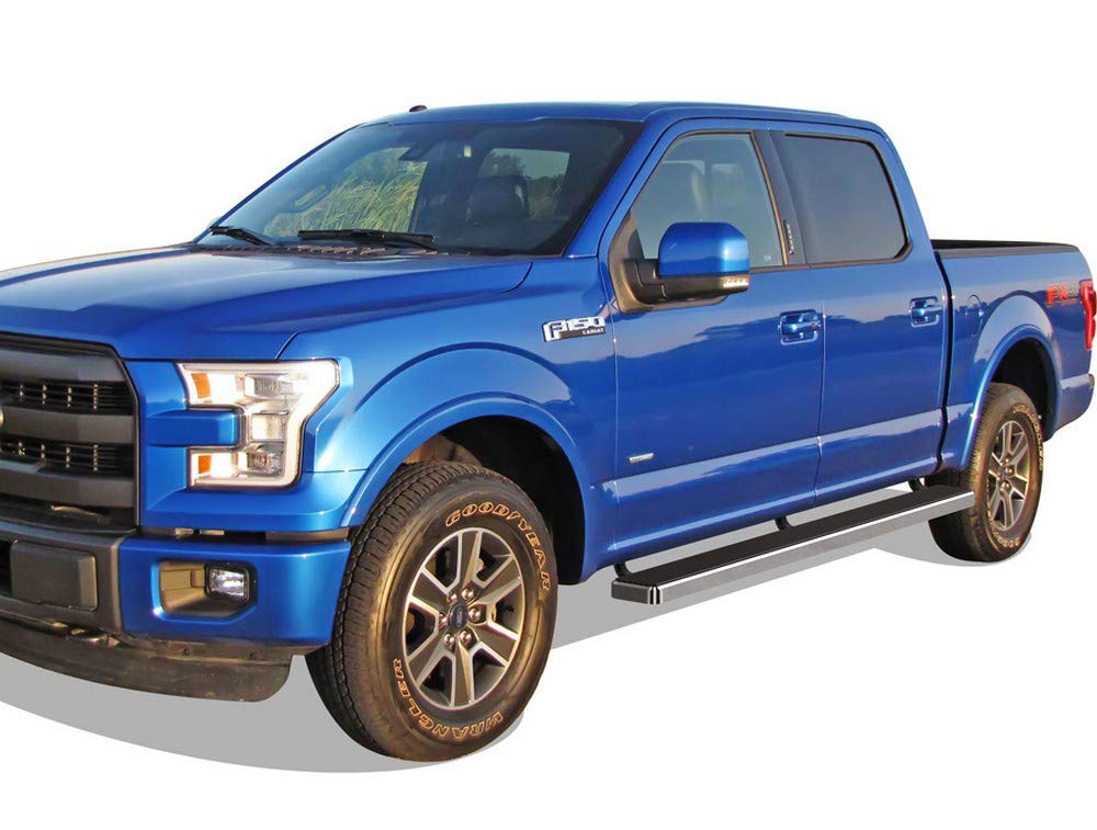 APS Running Boards 6 inches Compatible with Ford F150 2015-2024 SuperCrew Cab & F150 Lightning 2022-2024 & F-250 F-350 Super Duty 2017-2024 Crew Cab (Nerf Bars Side Steps Side Bars)