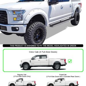 APS Running Boards 6 inches Compatible with Ford F150 2015-2024 SuperCrew Cab & F150 Lightning 2022-2024 & F-250 F-350 Super Duty 2017-2024 Crew Cab (Nerf Bars Side Steps Side Bars)