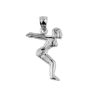 female swimmer/diver pendant in sterling silver