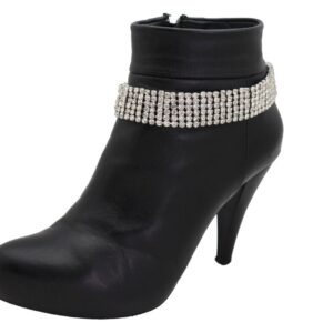 TrendyFashionJewelry Women Silver Metal Rhinestone Mesh Boot Chain Bracelet