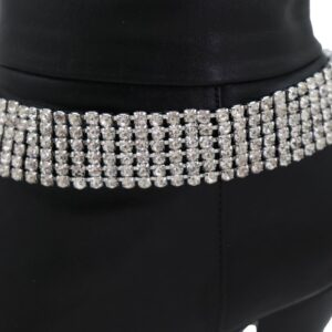 TrendyFashionJewelry Women Silver Metal Rhinestone Mesh Boot Chain Bracelet