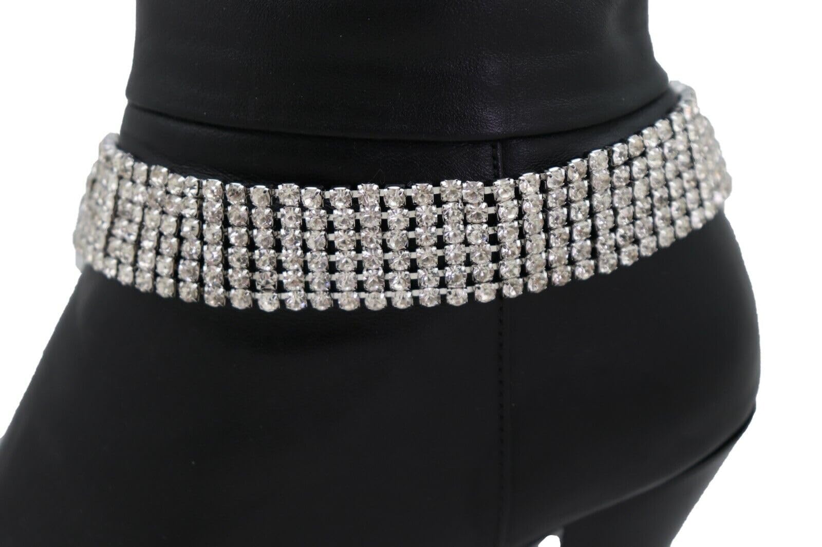 TrendyFashionJewelry Women Silver Metal Rhinestone Mesh Boot Chain Bracelet