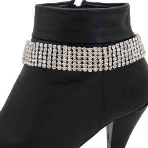 TrendyFashionJewelry Women Silver Metal Rhinestone Mesh Boot Chain Bracelet