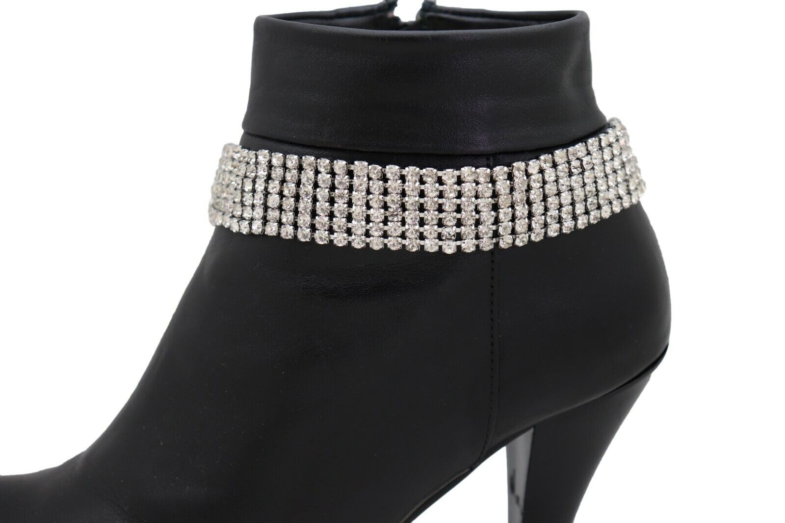 TrendyFashionJewelry Women Silver Metal Rhinestone Mesh Boot Chain Bracelet