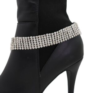 TrendyFashionJewelry Women Silver Metal Rhinestone Mesh Boot Chain Bracelet