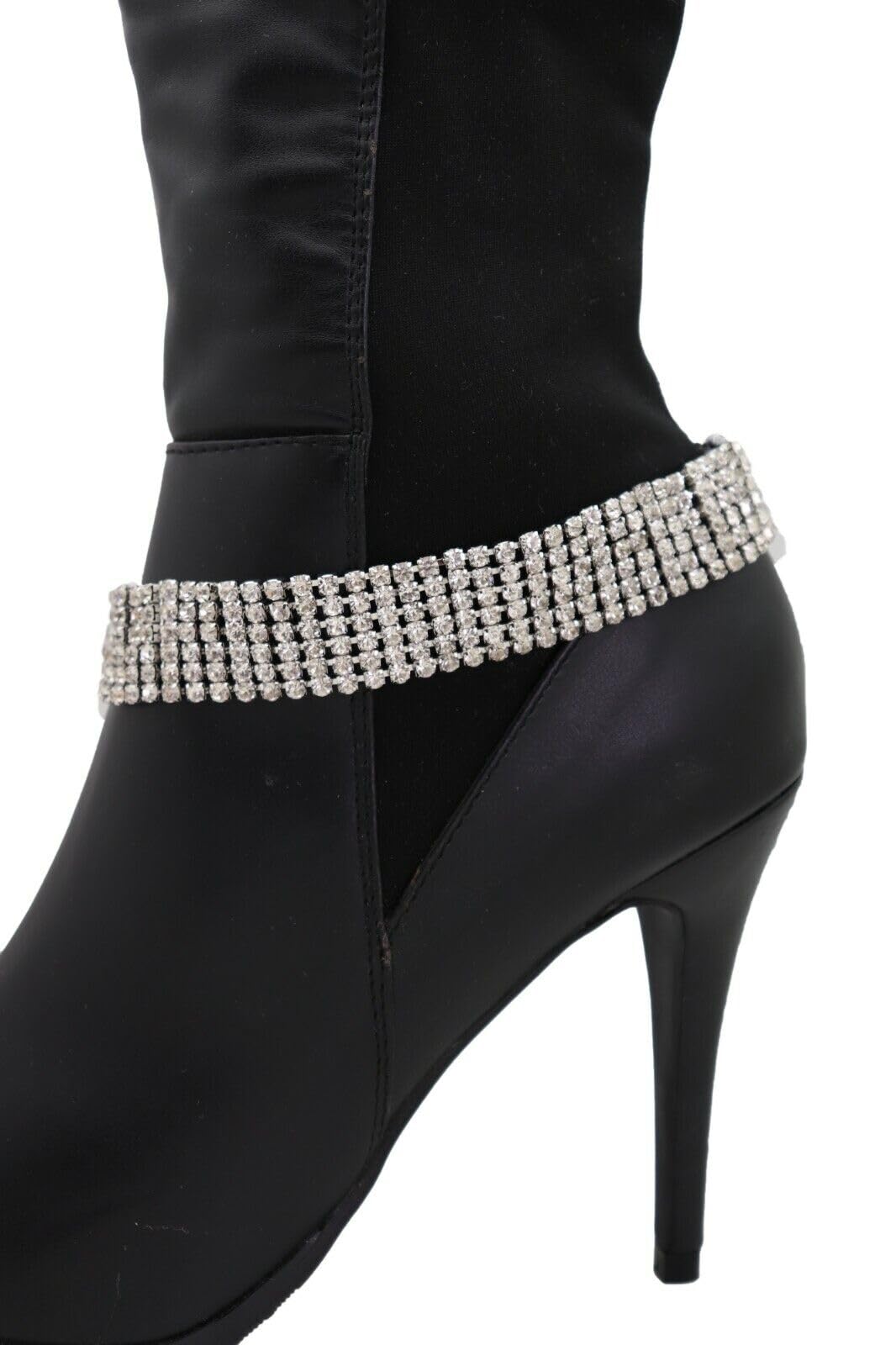 TrendyFashionJewelry Women Silver Metal Rhinestone Mesh Boot Chain Bracelet