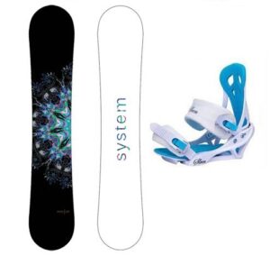 package-system mtnw women's snowboard-144 cm-siren mystic bindings