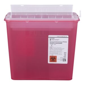 McKesson Prevent Sharps Container for Home Use, 5 Quart - for Biohazard Infectious Waste, Needle and Syringe Disposal - Translucent, Touchless Lid - Red, 20 Count