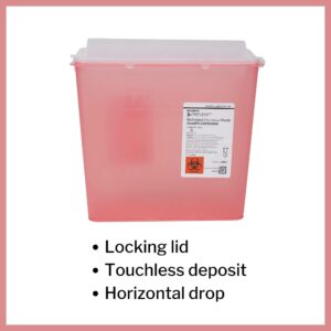 McKesson Prevent Sharps Container for Home Use, 5 Quart - for Biohazard Infectious Waste, Needle and Syringe Disposal - Translucent, Touchless Lid - Red, 20 Count