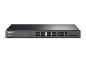 tp-link 24 port gigabit poe switch | 24 poe+ port @192w, w/ 4 sfp slots | smart managed | limited lifetime protection | support l2/l3/l4 qos, igmp and lag | ipv6 and static routing (t1600g-28ps)