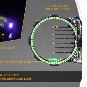 Trophy Ridge React Pro 7 Pin Archery Bow Sight - Tool Less Windage and Elevation Adjustability, 2nd/3rd Axis Leveling, Adjustable Click Light, Glow Ring, Right Hand, 0.010 Pin