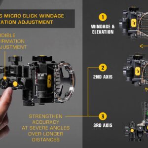 Trophy Ridge React Pro 7 Pin Archery Bow Sight - Tool Less Windage and Elevation Adjustability, 2nd/3rd Axis Leveling, Adjustable Click Light, Glow Ring, Right Hand, 0.010 Pin