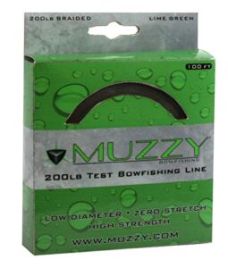 muzzy 1078 bow fishing line lime green 200 braided 100' spool