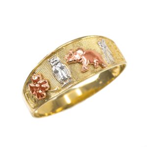 good luck charms solid 14k tri-tone gold ring (size 75)