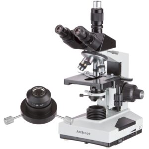 amscope - 40x-2000x trinocular compound darkfield microscope with oil condenser - t490b-dko