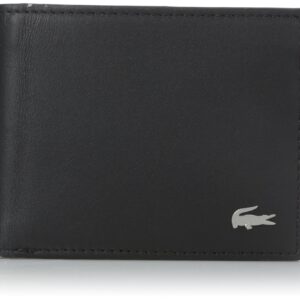 Lacoste mens Lacoste Men's Fitzgerald Leather Billfold With Id Card Holder Wallet, Black, One Size US