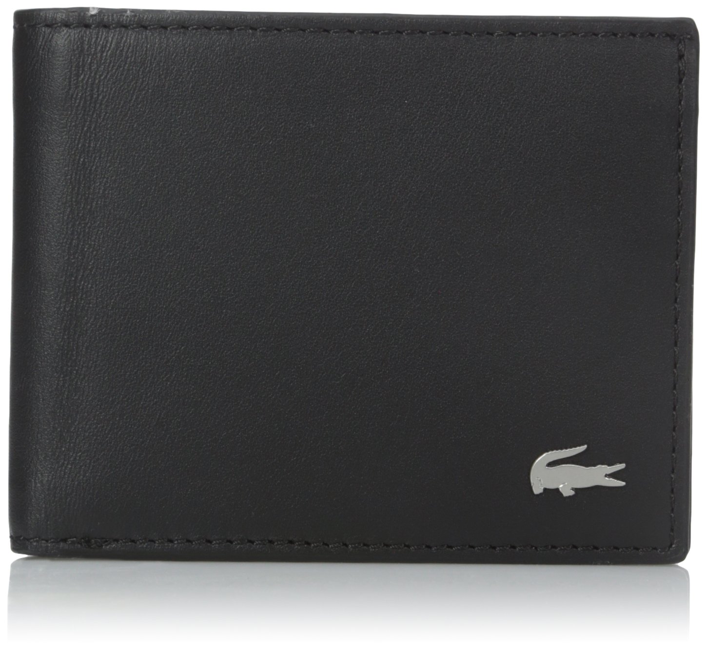 Lacoste mens Lacoste Men's Fitzgerald Leather Billfold With Id Card Holder Wallet, Black, One Size US