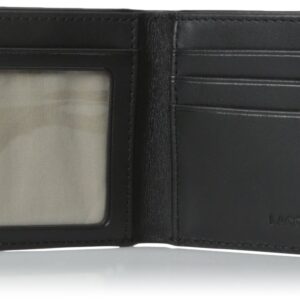 Lacoste mens Lacoste Men's Fitzgerald Leather Billfold With Id Card Holder Wallet, Black, One Size US