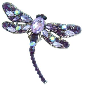 sindary 3.74" pretty insect dragonfly brooch pin pendant rhinestone crystal (gold-tone purple)