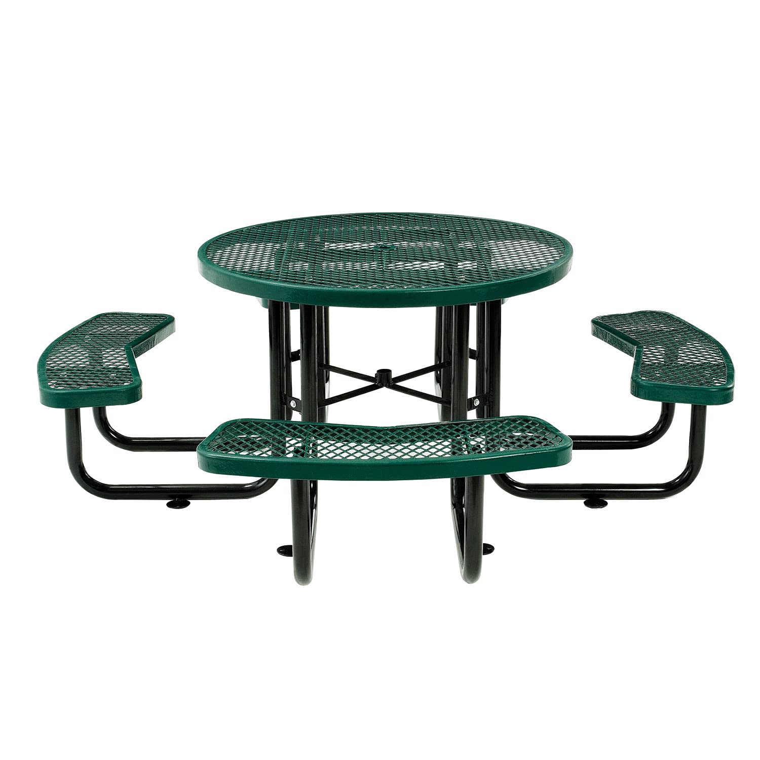 Global Industrial 46" Expanded Metal Round Picnic Table, Green