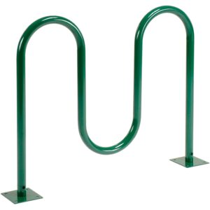 Global Industrial 41"L Wave Bike Rack, Green, Flange Mount, 5-Bike Capacity