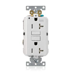 leviton g5362-wtw smartlockpro gfci duplex receptacle, extra heavy-duty industrial spec grade, wr/tr, power indication, 20 a 125 v - white