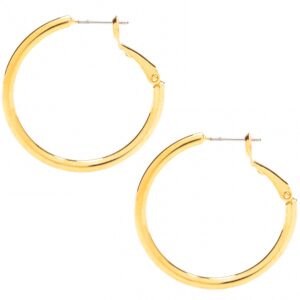 lifetime jewelry hoop earrings for women and men 24k real gold plated (gold)