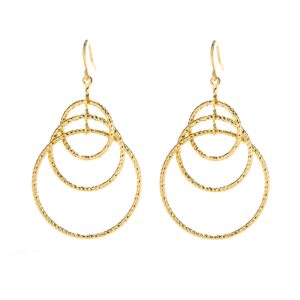 lifetime jewelry triple hoops earrings for women and girls 24k real gold plated