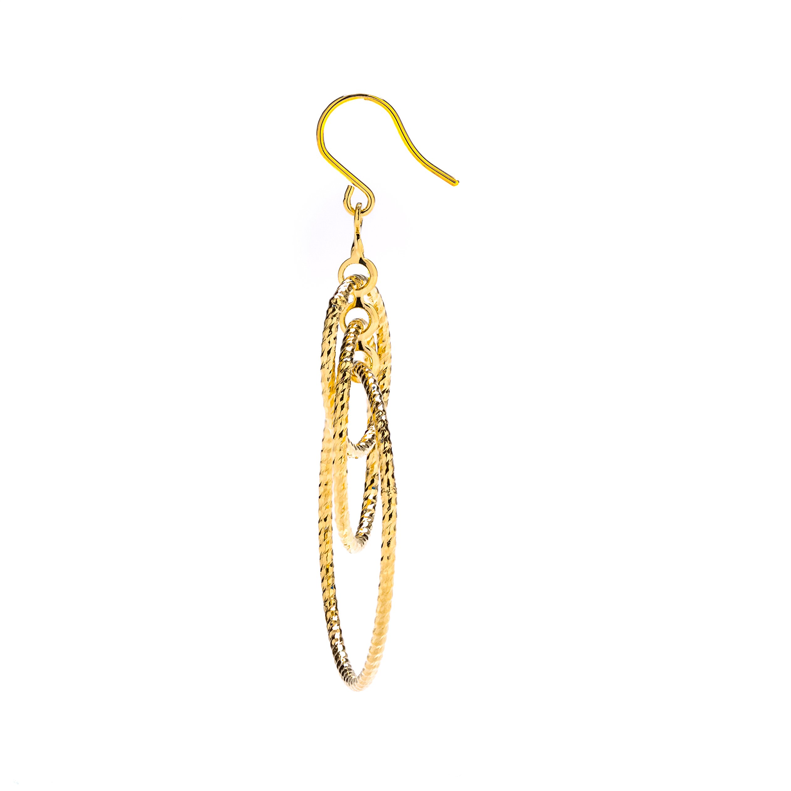 LIFETIME JEWELRY Triple Hoops Earrings for Women and Girls 24k Real Gold Plated