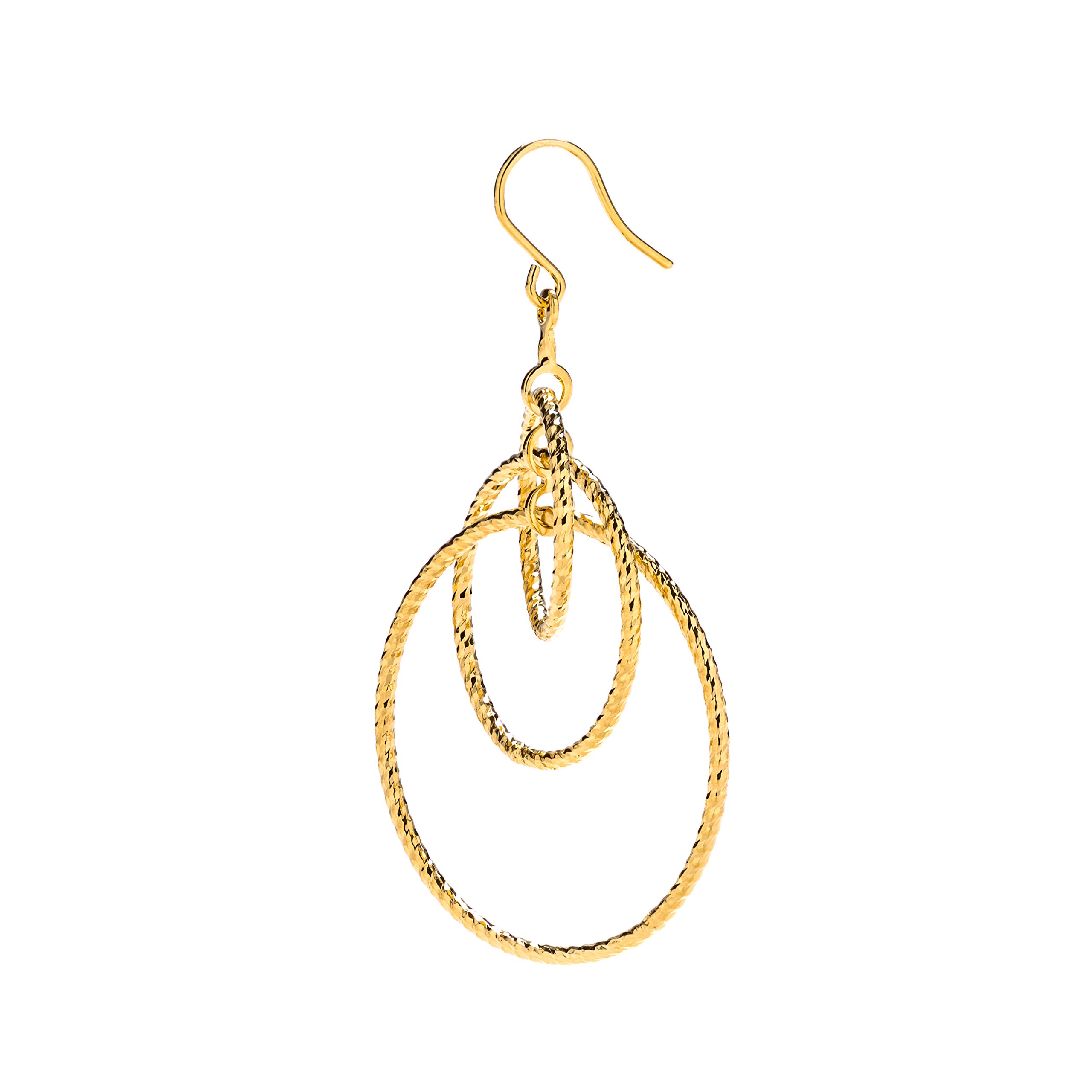 LIFETIME JEWELRY Triple Hoops Earrings for Women and Girls 24k Real Gold Plated