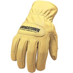 youngstown glove ground double layered leather work gloves for men - arc rated, puncture resistant - tan, x-large