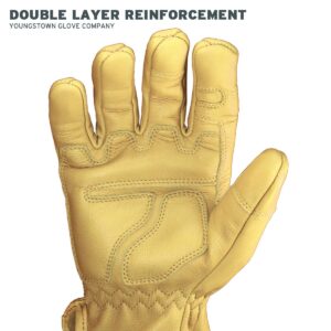 Youngstown Glove Ground Double Layered Leather Work Gloves For Men - Arc Rated, Puncture Resistant - Tan, X-Large