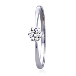 doubleaccent solid 14k white gold wedding ring tiny small round cz stone 0.25 carat classic solitaire engagement ring (size 5 to 9), 5