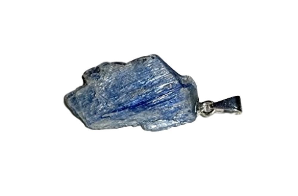 Sublime Gifts 1pc Raw Blue Kyanite with Mica Rough Natural Premium Quality Free Form Pendant with Bail Loop