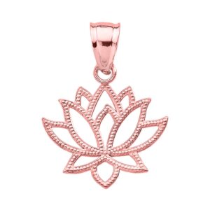 10k rose gold open design lotus flower pendant