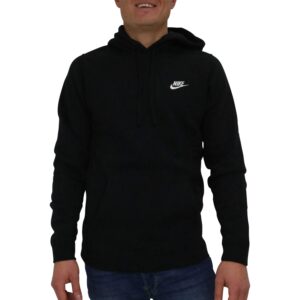 nike men's sportswear club pullover hoodie, black/black/white, medium