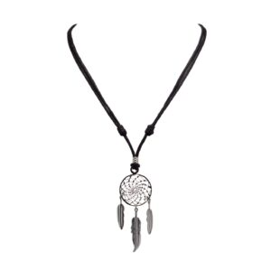 bluerica dreamcatcher on adjustable black cord necklace (chrome finish)