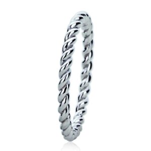 doubleaccent solid 14k white gold ring 2mm plain band braided rope design wedding band (size 5 to 9), 7