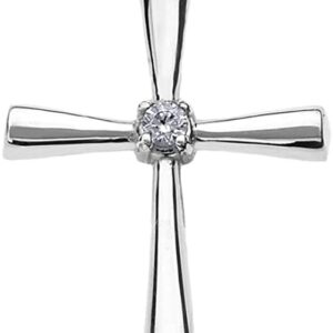 Religious Jewelry 10K White Gold Solitaire Diamond Accented Cross Pendant Charm (K-M Color, Promo Clarity)