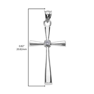 Religious Jewelry 10K White Gold Solitaire Diamond Accented Cross Pendant Charm (K-M Color, Promo Clarity)