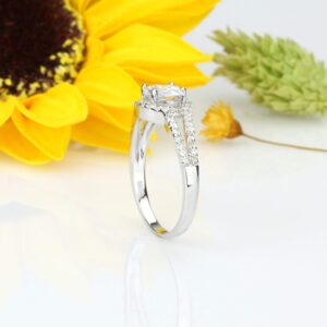 Sterling Silver Wedding Ring 1ct Round CZ Swirl Halo Engagement Ring (Size 5 to 9), 8